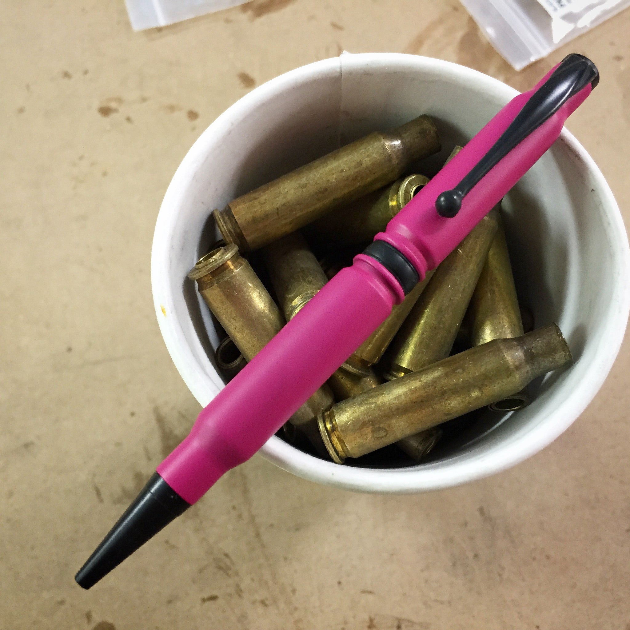 308 Sig Pink Cerakoted Bullet Pen - USA Made - High Caliber Craftsman